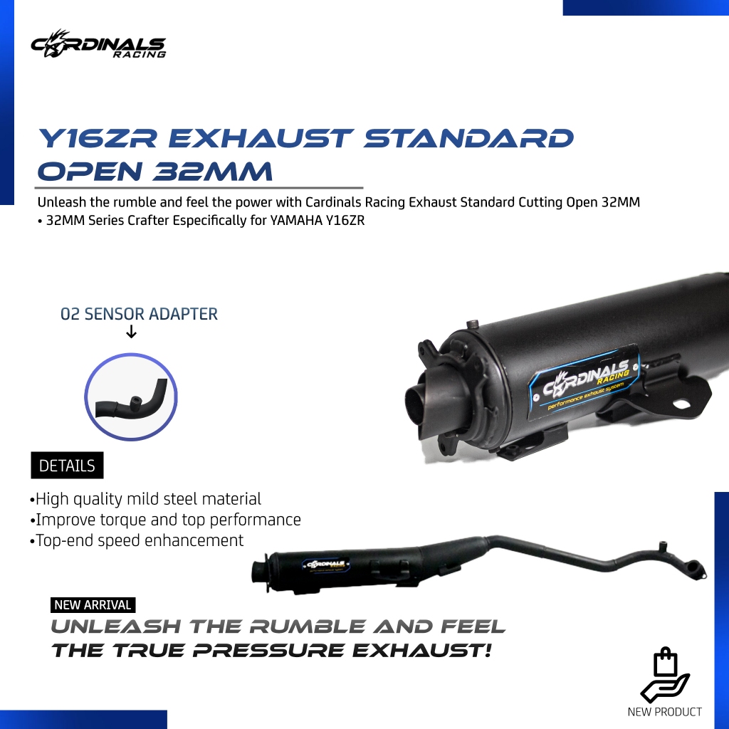 CARDINALS RACING - EXHAUST STANDARD CUTTING OPEN 32MM/28MM SNIPER 150/ ...