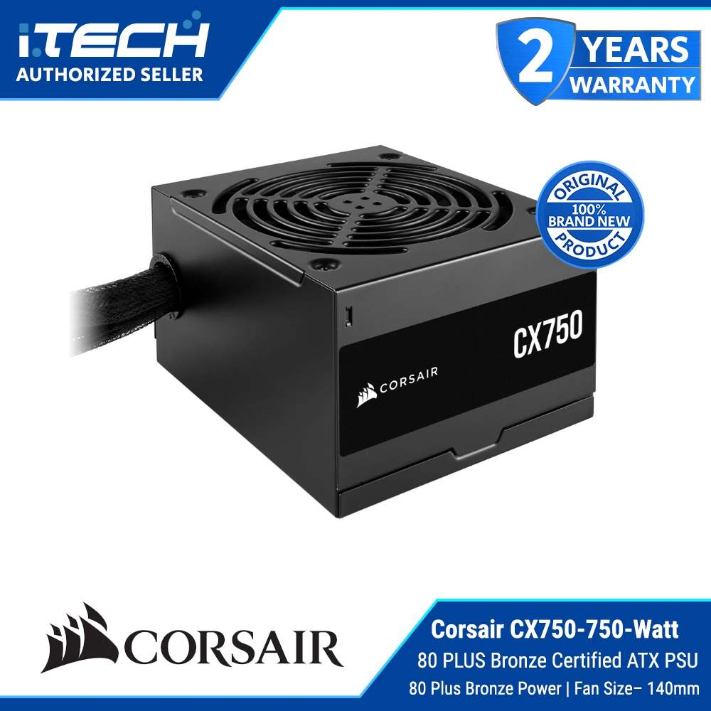 Corsair PSU CX750 | 750 Watt | 80 PLUS Bronze Certified ATX PSU Power Supply Unit | For Desktop ...