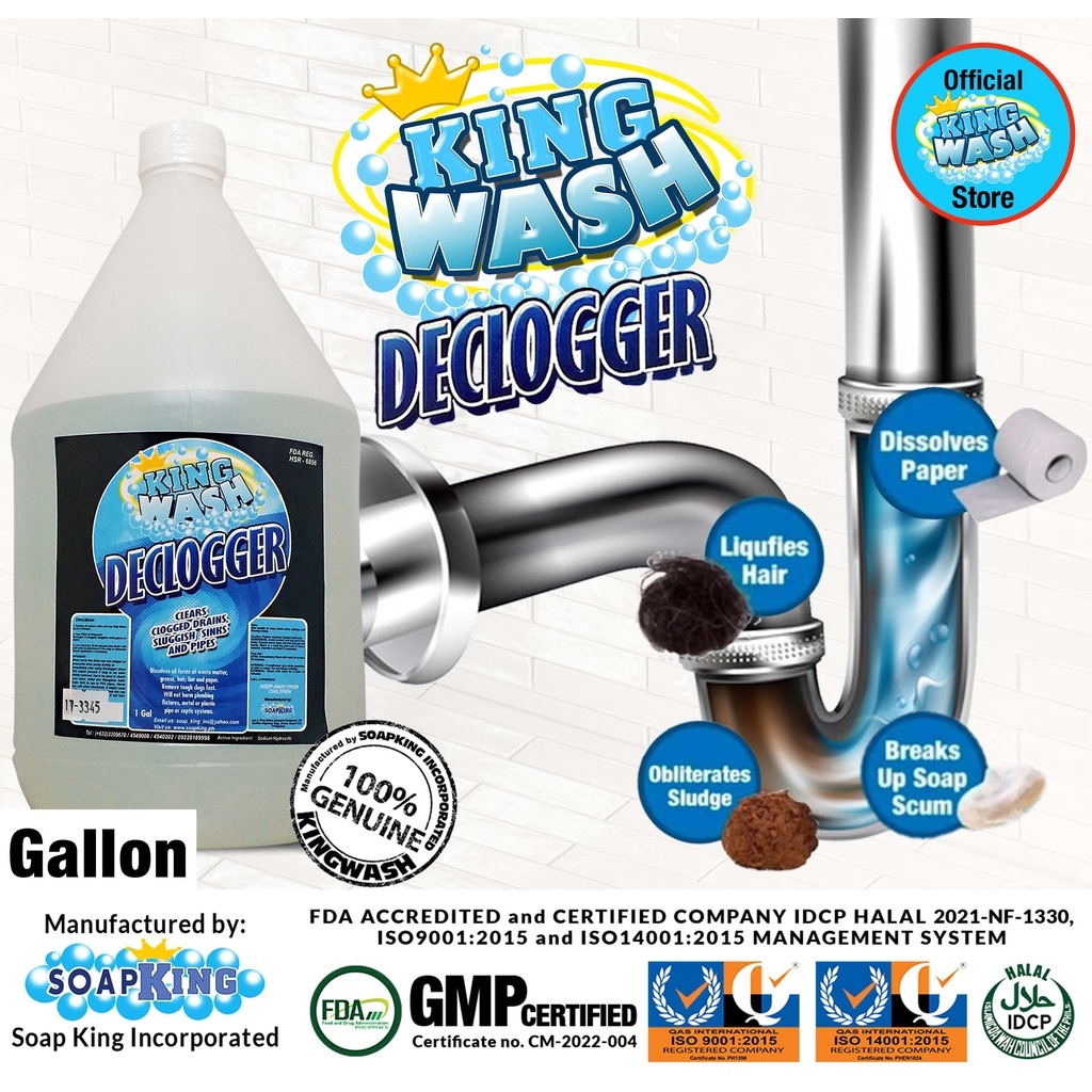 KINGWASH DECLOGGER DRAIN SINK PIPES 1LITER /1GALLON | Shopee Philippines