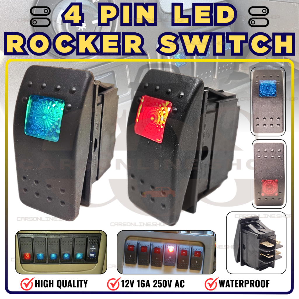 COS Car Led Switch Waterproof 12V 16A 250V AC Bar Push Rocker S Toggle ...