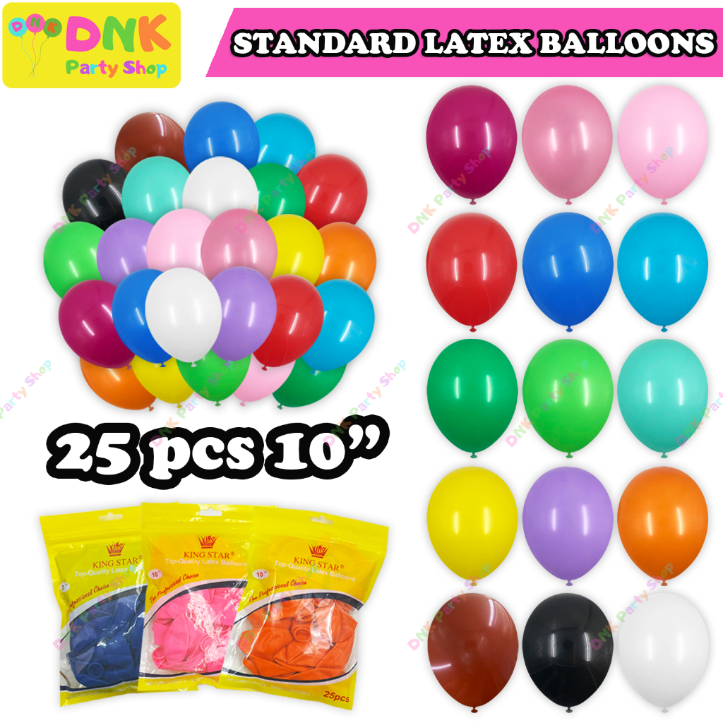 25 pcs Balloons Size 10" Inches Regular Standard Solid Ordinary Rubber ...