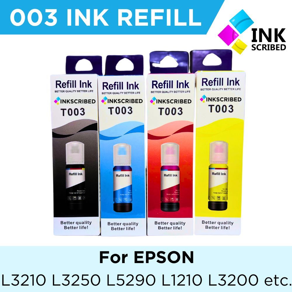 INKSCRIBED 003 Ink Bottle Refill 65ml for Epson L3210 L3250 L5290 L1210 ...
