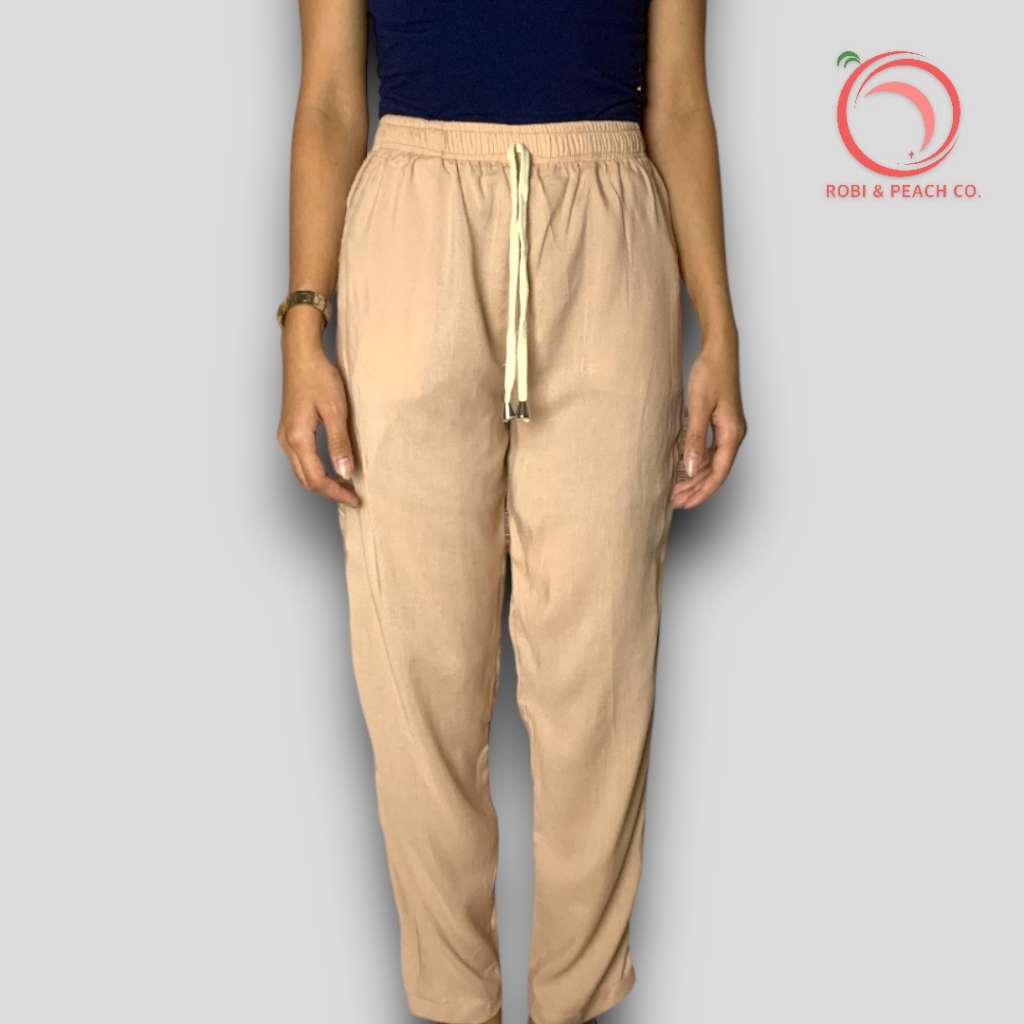 Plain Straight Challis Pants with Side Pockets for Women | Shopee ...