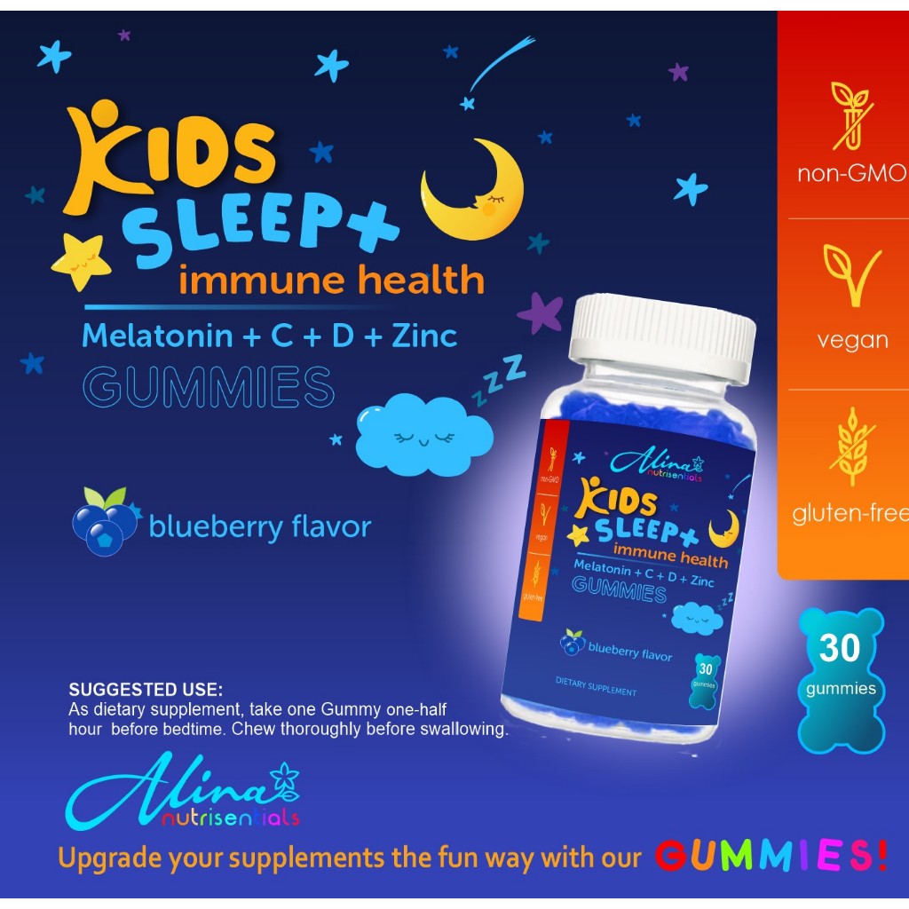 Kids SLEEP Vitamins Melatonin + Vitamin C D Zinc 30 Gummies | Shopee ...