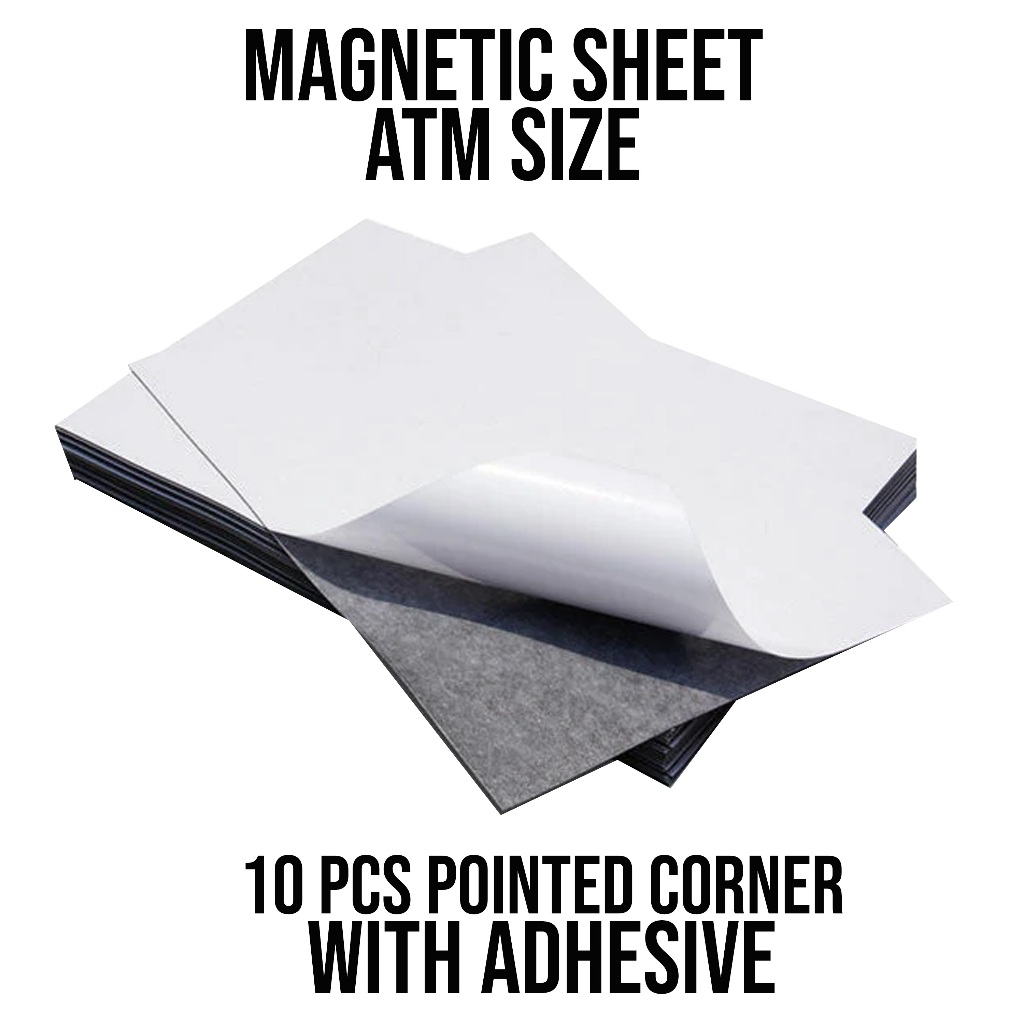 10pcs Magnetic Sheet ATM Size with Adhesive & Non- Adhesive (86mm x ...