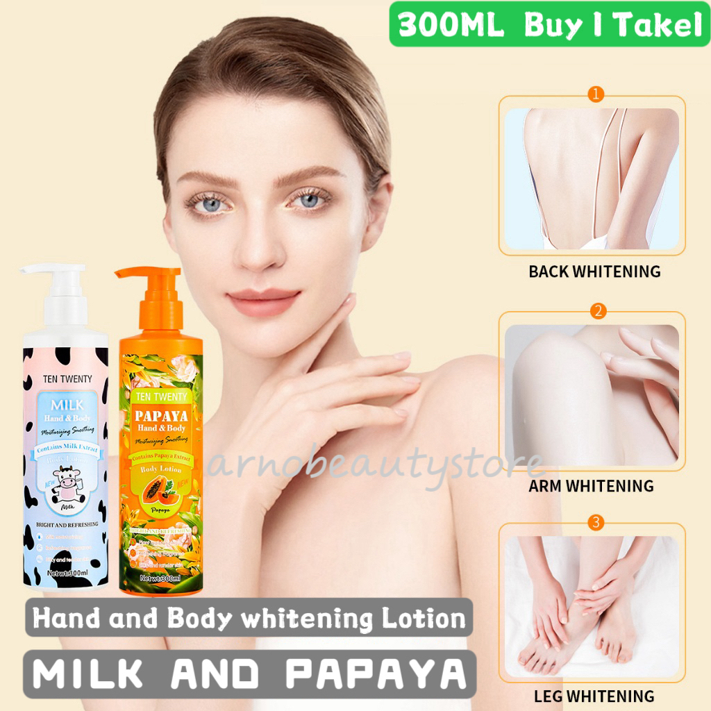 Ten Twenty Papaya & Milk Whitening Hand&Body Lotion 300ml Delicate Care and Smooth skin | Shopee ...