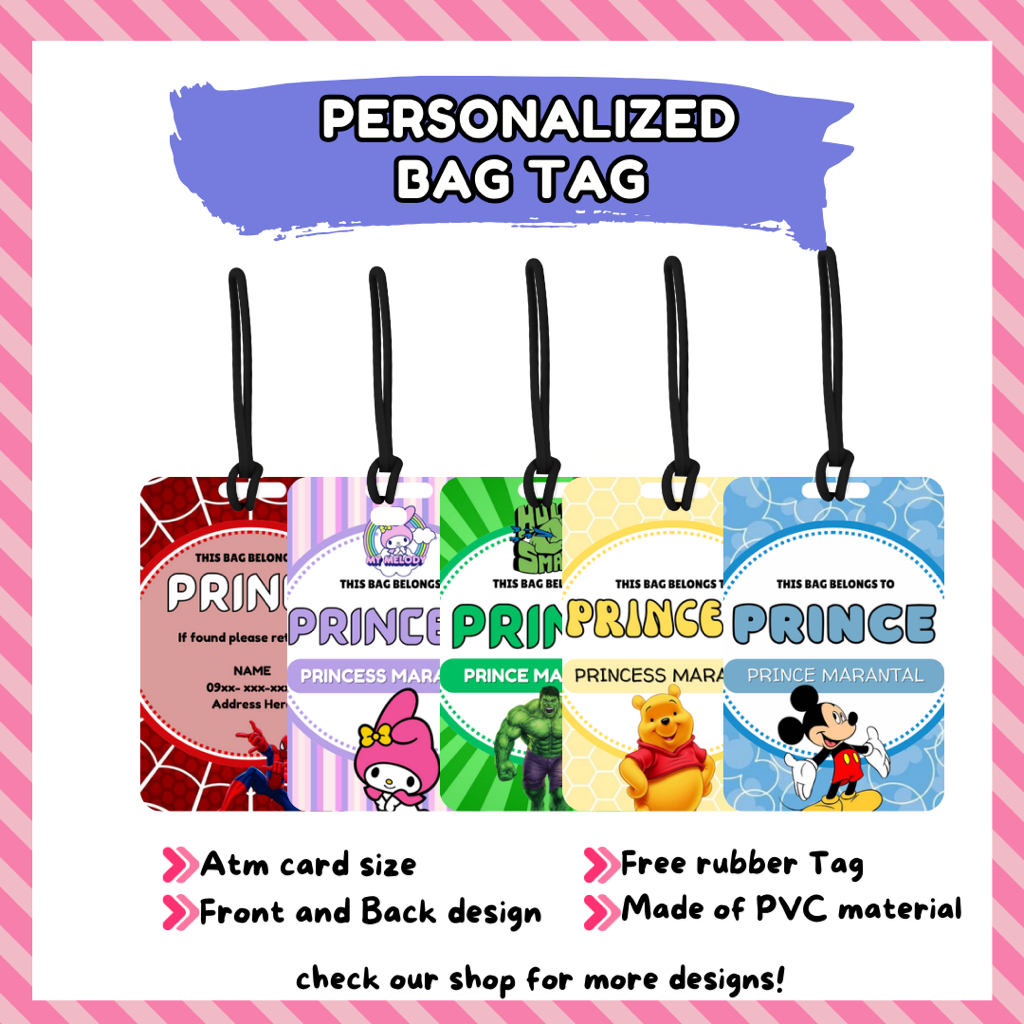 AVS THEME Customized PVC Bag Tags for Boys and Girls ATM size High ...