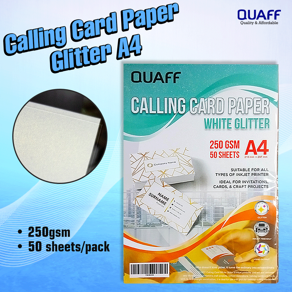 QUAFF CALLING CARD PAPER A4 SIZE 220/250 GSM Matte 1 PACK(50 Sheets ...