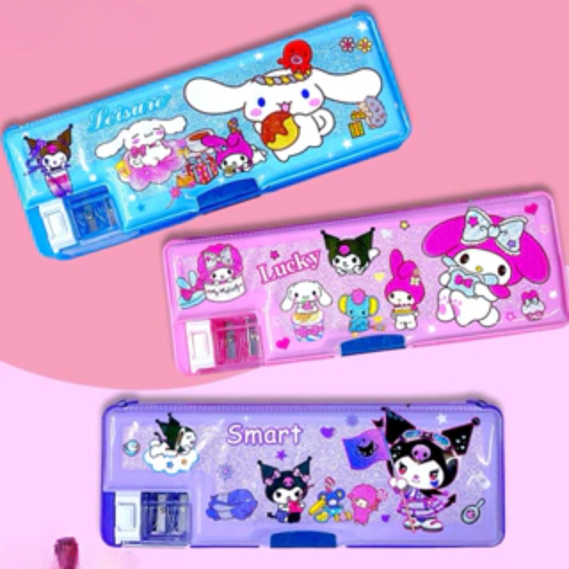 Double Sided Opening Magnetic Pencil Case with sharpener Kuromi Pencil ...