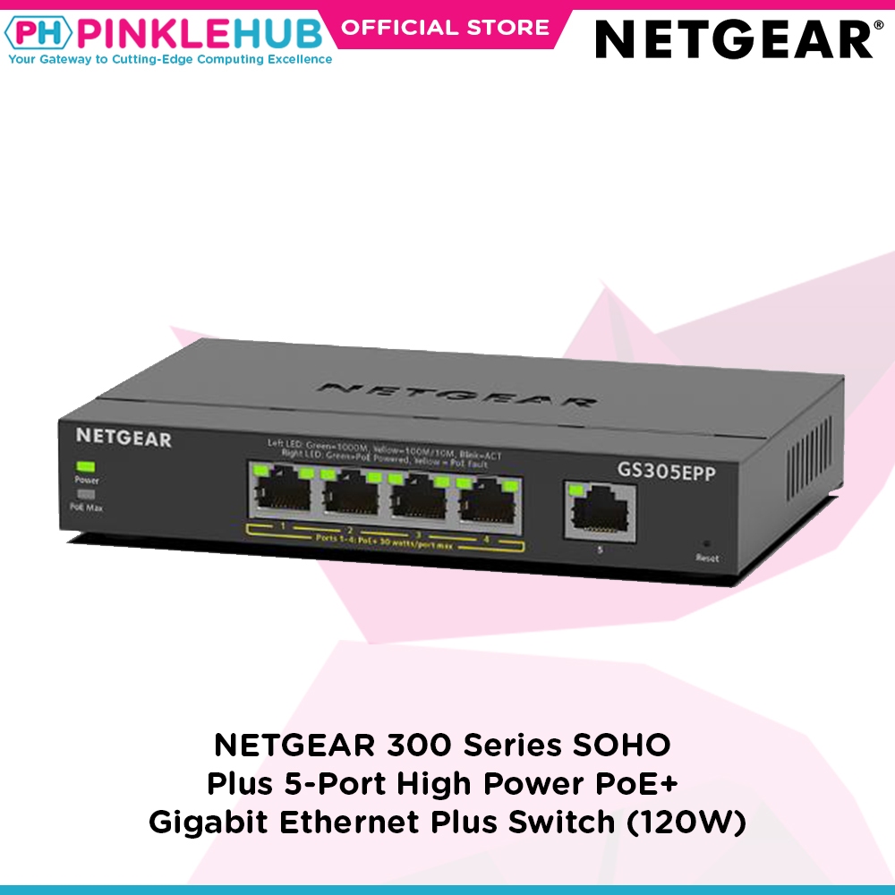 NETGEAR 300 Series SOHO Plus 5-Port High Power PoE+ Gigabit Ethernet ... NETGEAR 300 Series SOHO Plus 5-Port High Power PoE+ Gigabit Ethernet ...