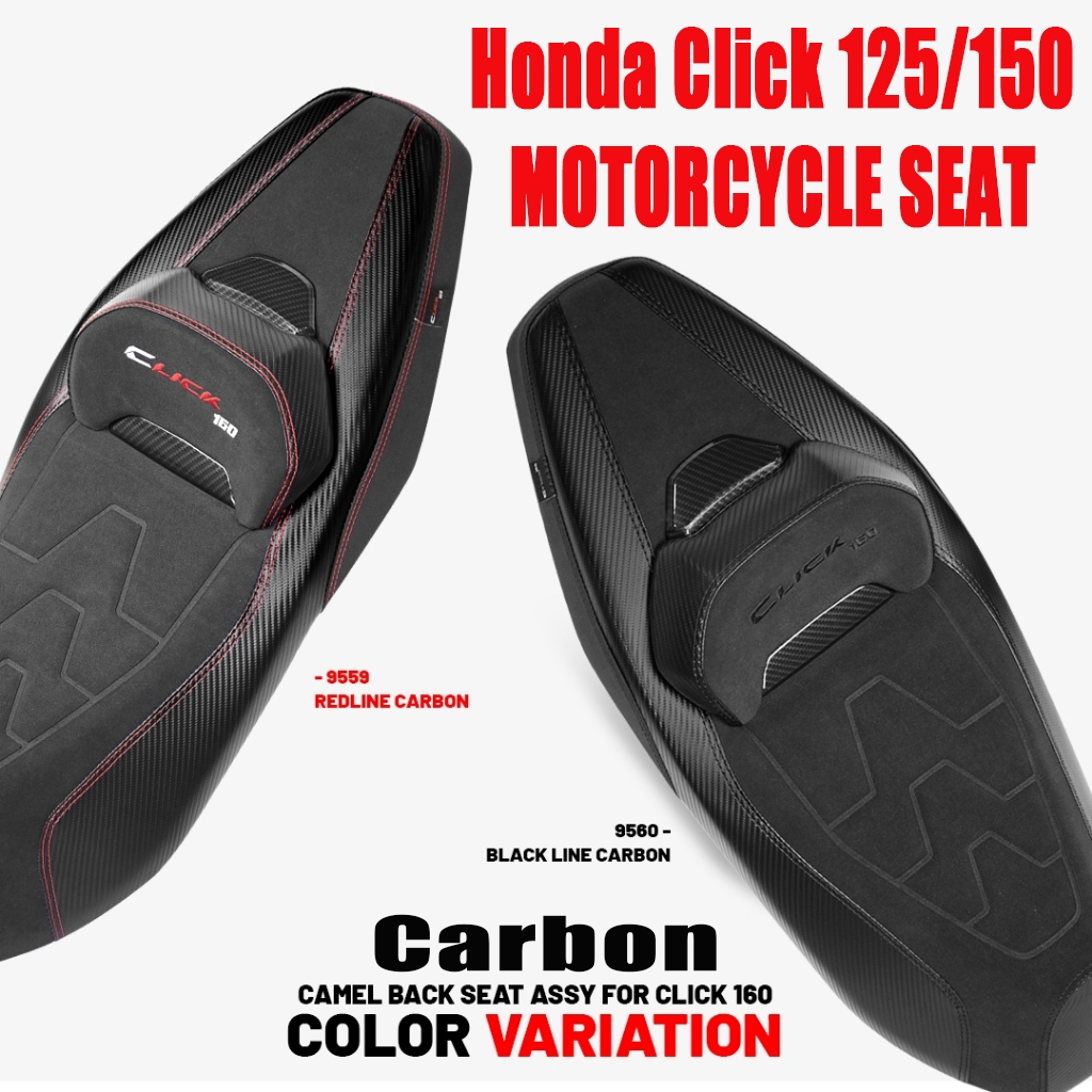 Honda Click V2/V3 Carbon Camel Back Seat Cover Assy With Embroid Deluxe ...