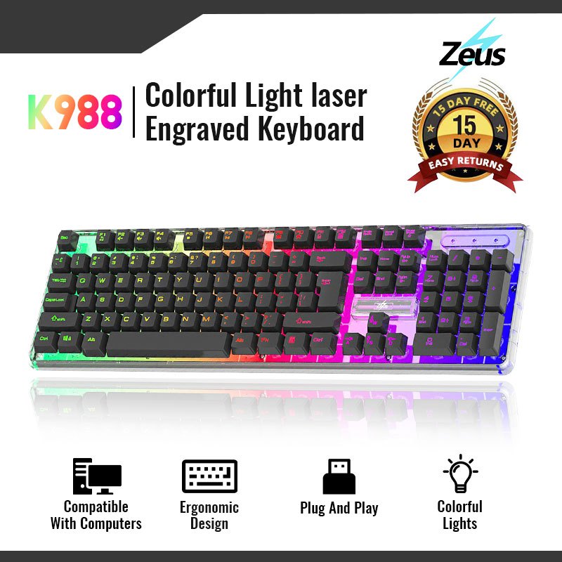 Zeus K988 ( Darth-Vader ) Real RGB Mechanical Feel Gaming Keyboard ...