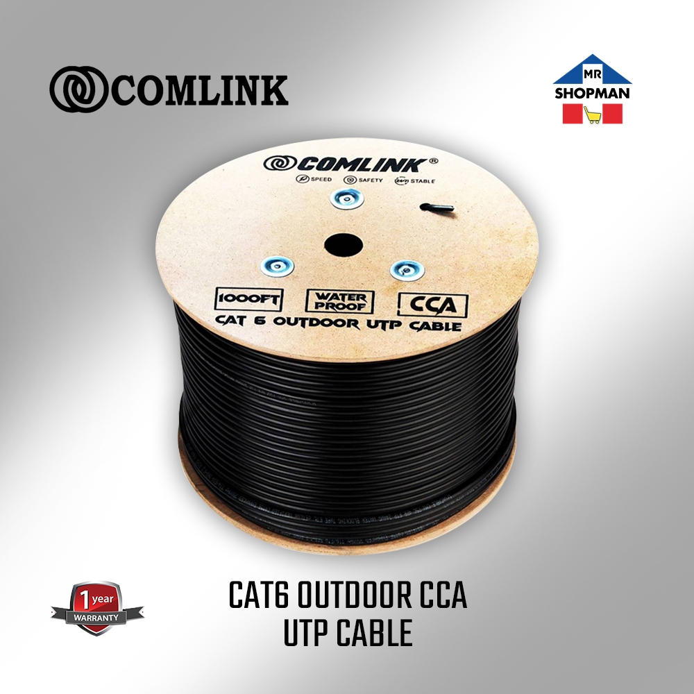 COMLINK CAT6 UTP Cable OUTDOOR CCA 305m Lan Cable Cat 6 | Shopee ...