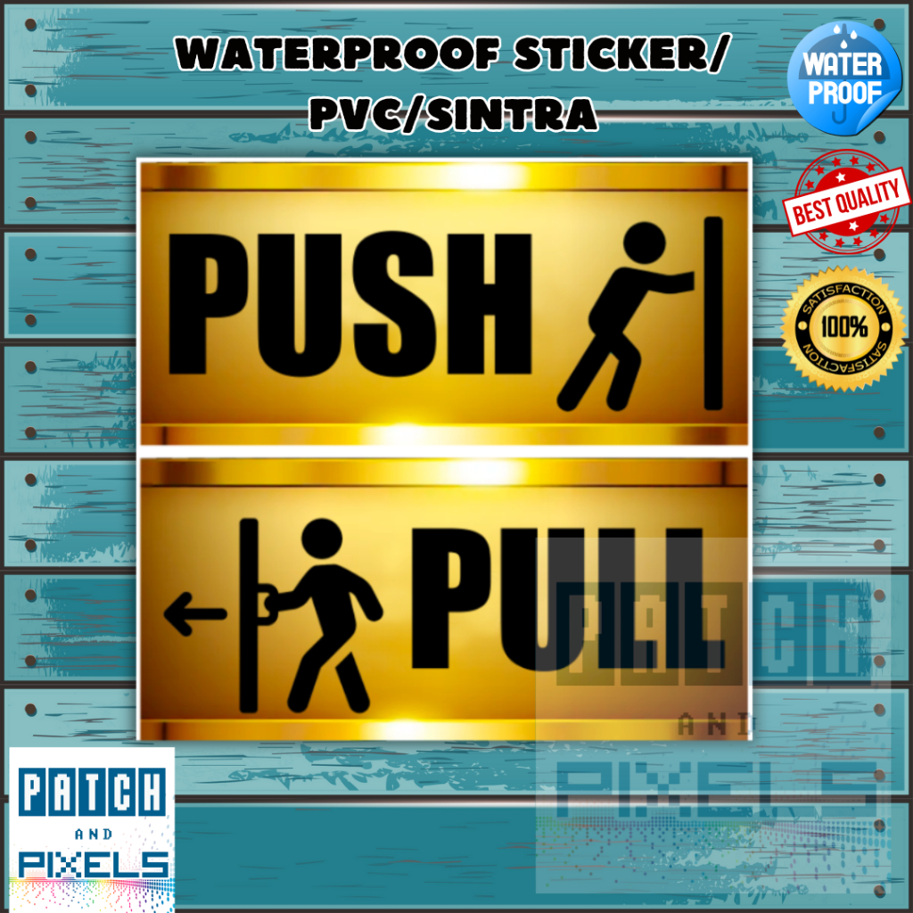 Modern Push Pull Door Sticker/PVC/Sintra 3.5 x 7.5 inches - Waterproof ...