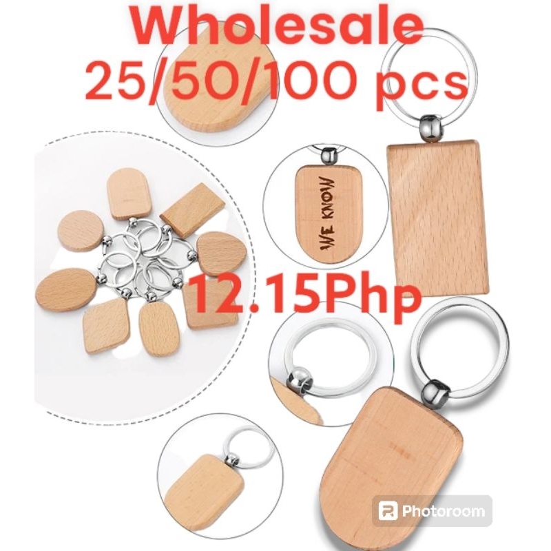 25, 50, 100 pcs Plain Wooden Keychain WHOLESALE for laser engraved ...