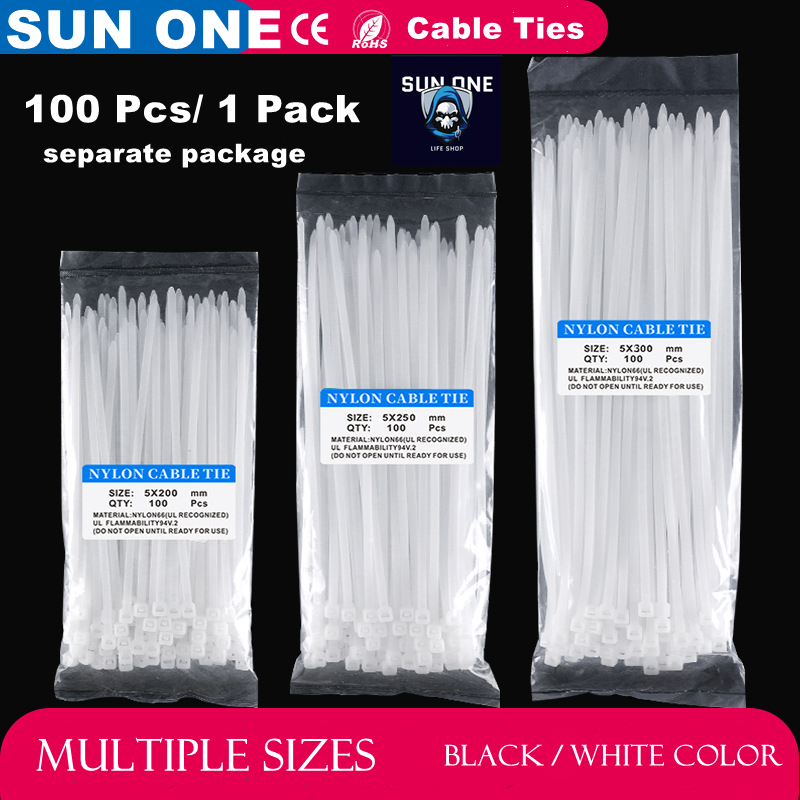 Multipurpose Nylon Cable Ties Self-locking Zipper Ties Cable Ties 100PCS/1 PACK | Shopee Philippines