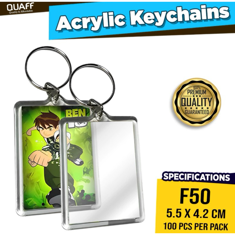 100 pcs QUAFF Acrylic Keychain F50 Rectangle 5.5cm X 4.2 cm (100pcs per ...