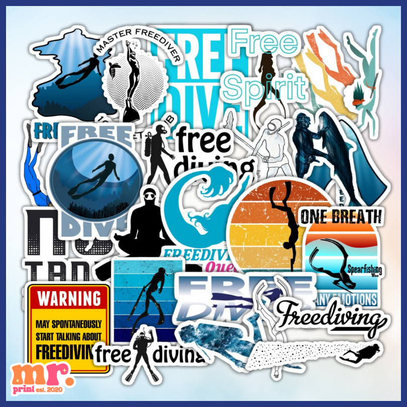 FREE DIVING VOL 2 STICKERS BEACH ISLAND OCEAN SEA WATERPROOF STICKERS ...