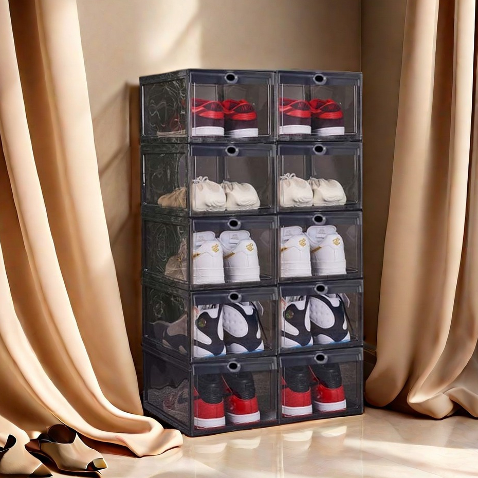 shoe box Large size Storage Hard Plastic Drawer Foldable rack candy ...