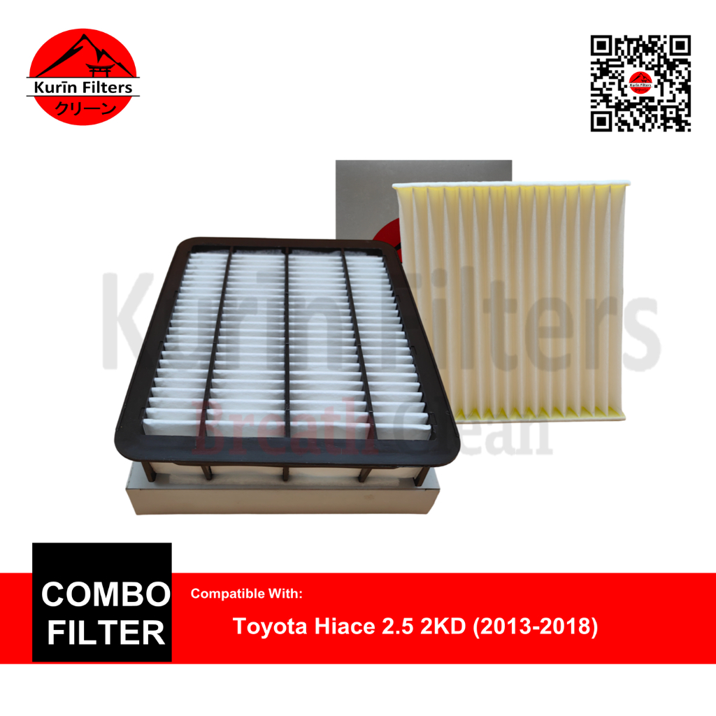 KURIN Combo Filters (Air & Cabin) for Toyota Hiace 2.5 2KD (2013-2018 ...
