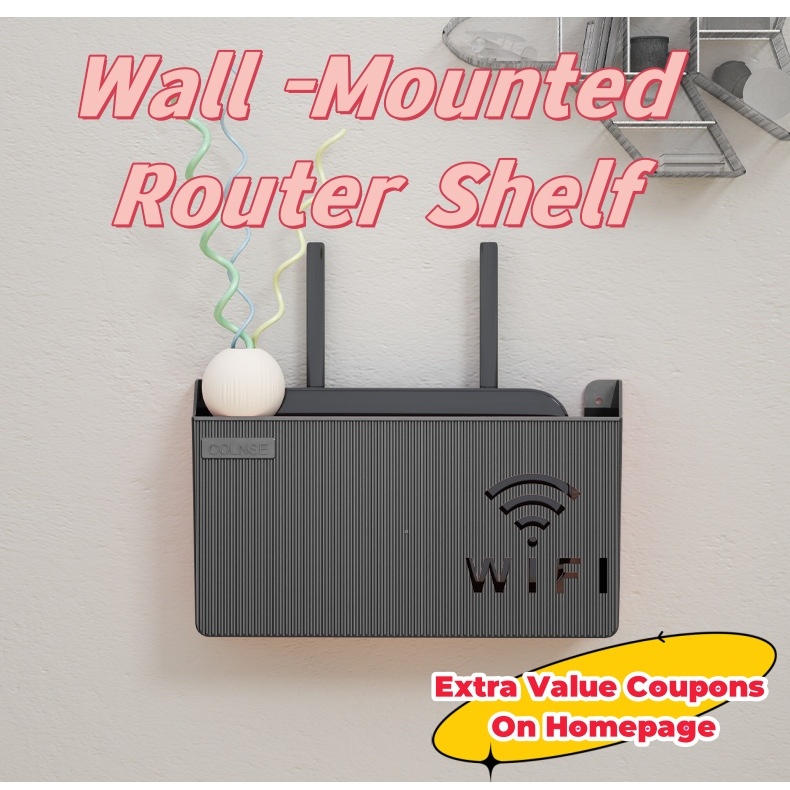 Wall-Mounted Wifi Shelf Set-Top Box Rack TV Router Storage Bracket ...