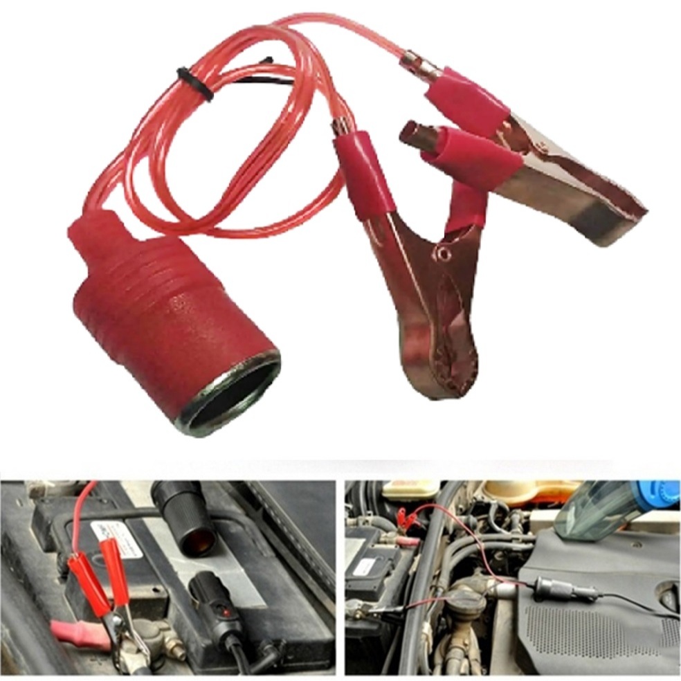 PinSan 12V-24V Battery Clamp To Car Cigarette Lighter Female Socket ...