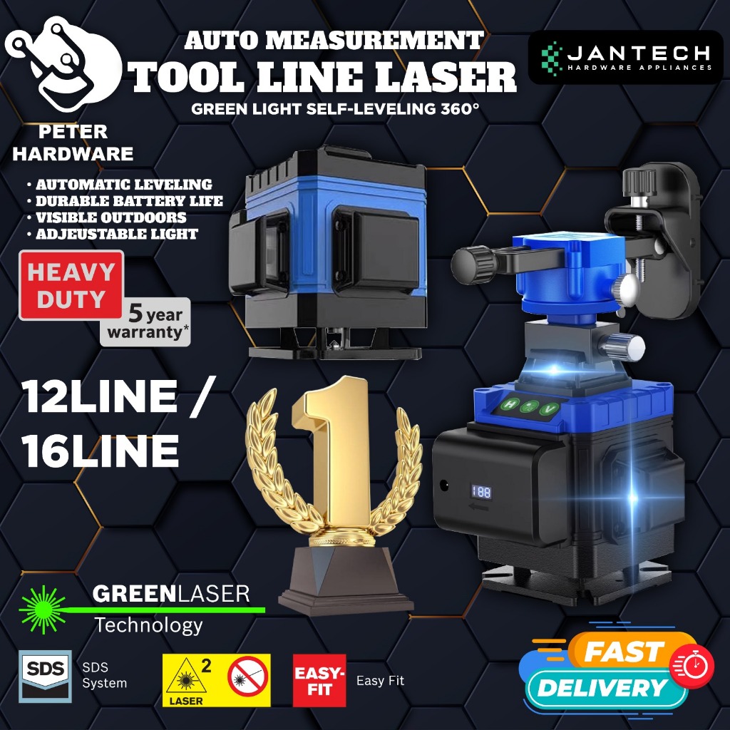 JANTECH Auto Measurement Tool Line Laser Level Green Light Self ...