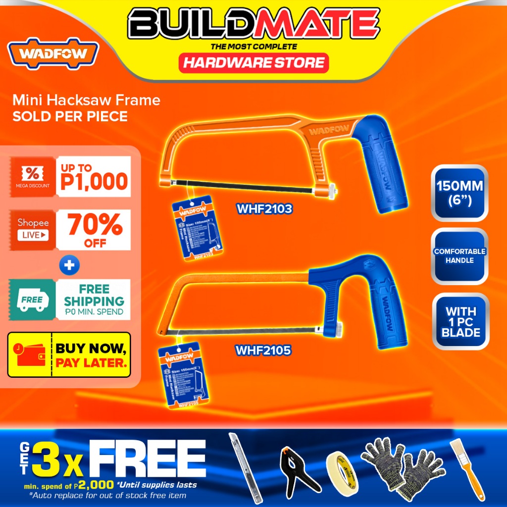 BUILDMATE Wadfow 6" Inch Mini Hacksaw Frame Hack Hand Saw with 1pc ...