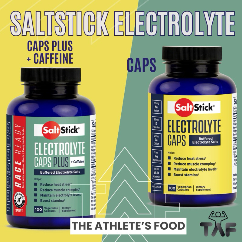 SaltStick Electrolyte Caps and Race Read Caps Plus+Caffeine (100 ...