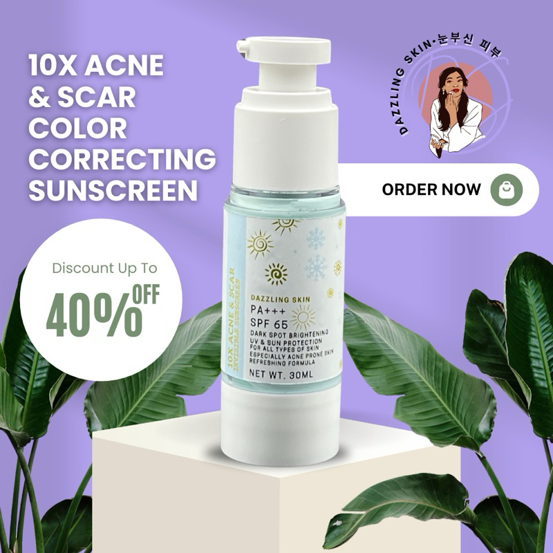 Color Corrector Sunscreen Spf 65 Acne Scar skin care by dazzling skin ...