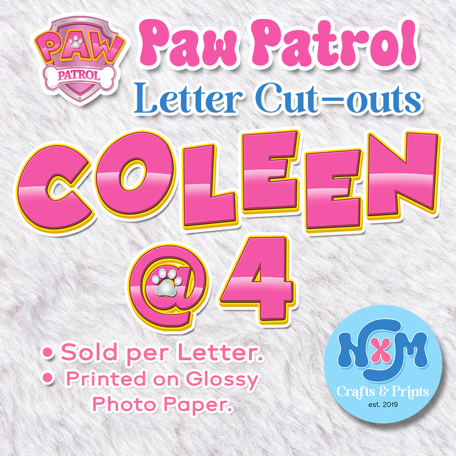 [1QTY=1LETTER] SKYE PAW PATROL Name Letter Cutout Banner Backdrop diy ...