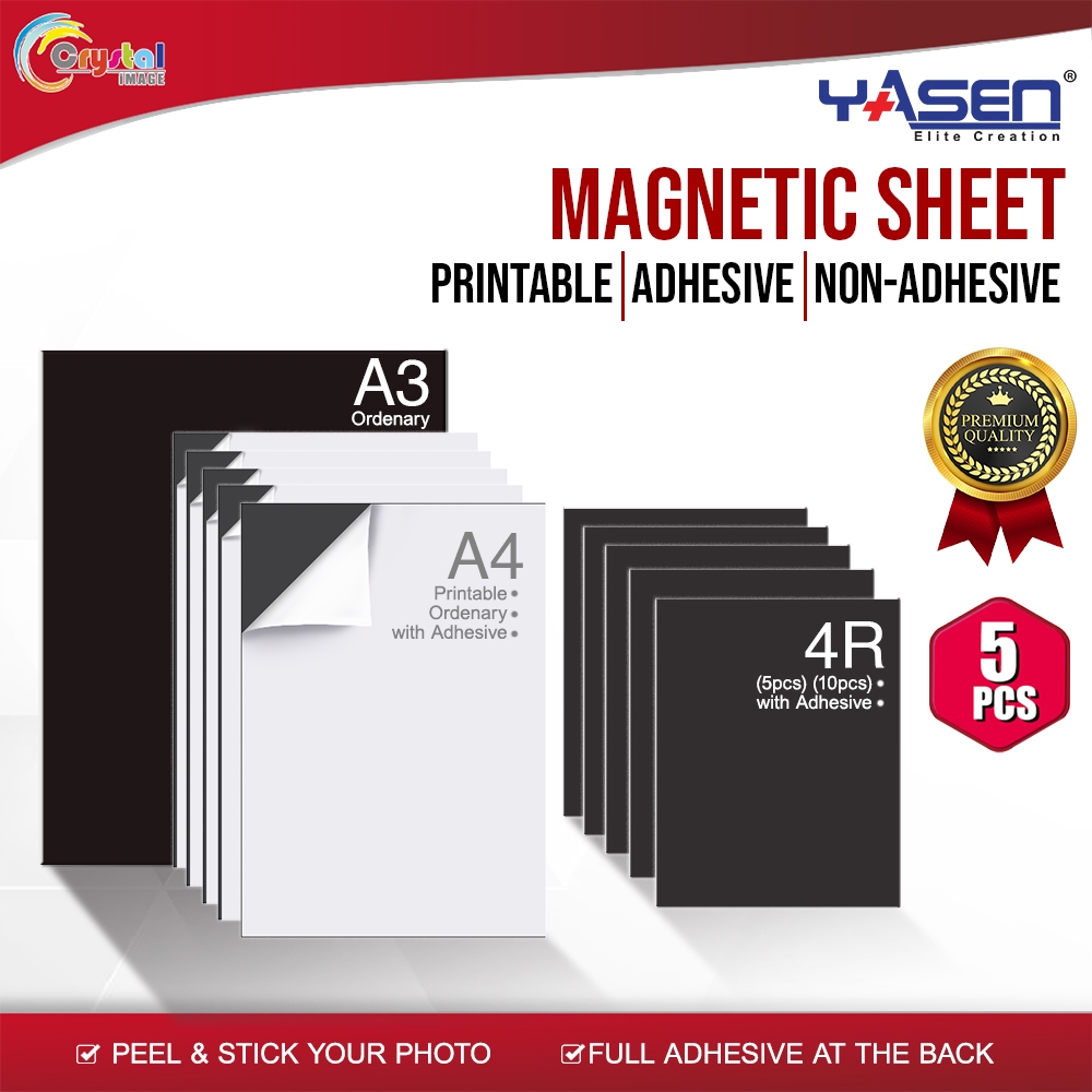 Yasen Magnetic Sheet 4R / A4 / A3 Size Plain and with Adhesive for DIY ...