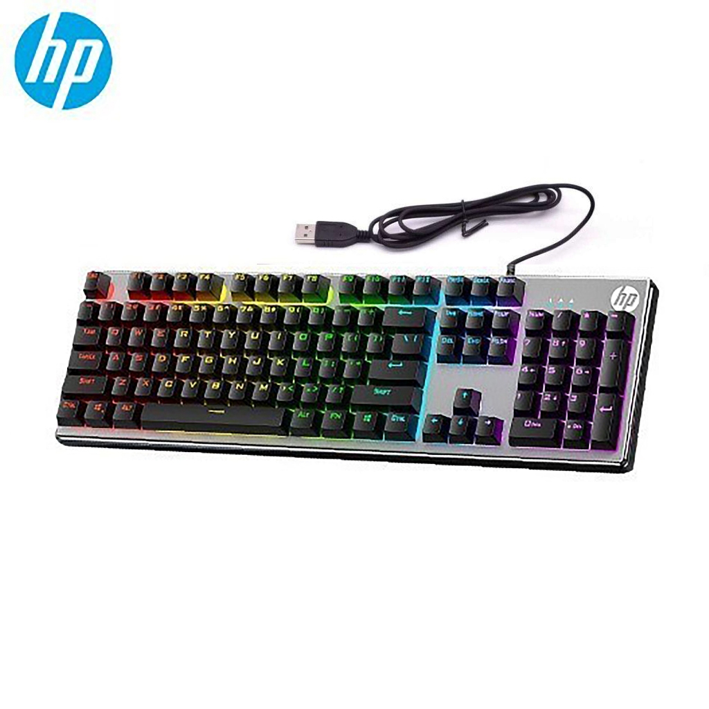 HP Mechanical Feel Wired Gaming Keyboard Dynamic Light Effect Metal ...