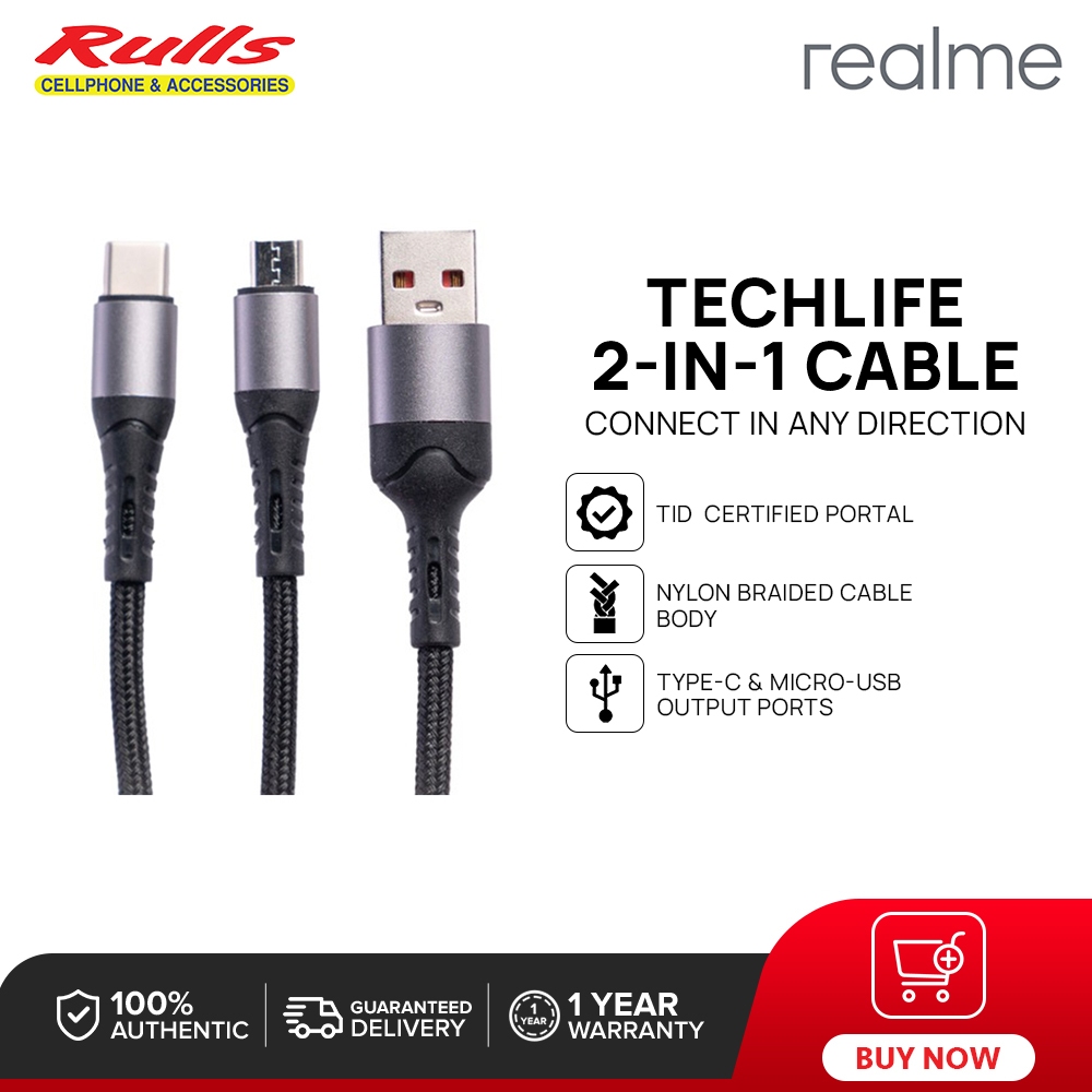 Realme TechLife 2-IN-1 | TID Certified Portal | Nylon Braided Cable ...