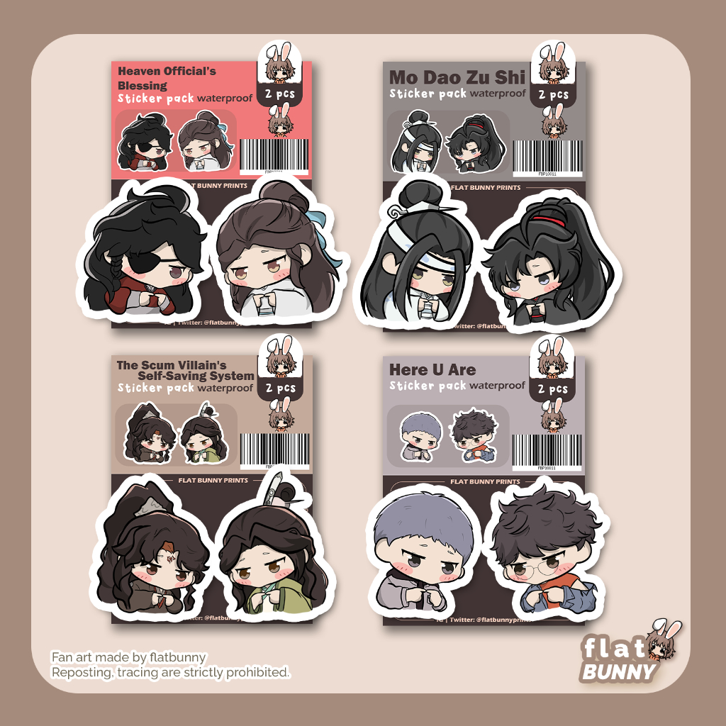 Boys Love Manhua sticker pack waterproof | Flat Bunny Prints | Shopee ...