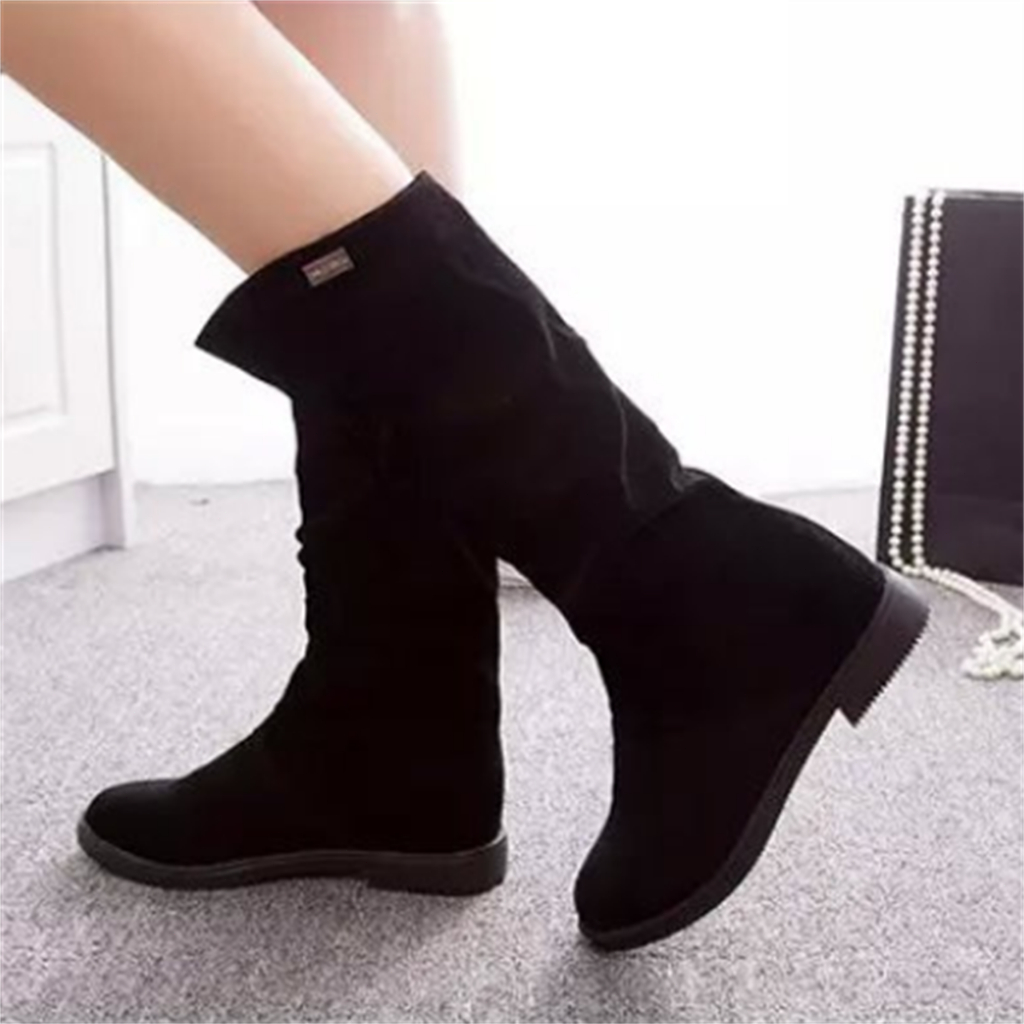 High Rise Boots Women's High Barrel Long Boots Knight Boots Matte Round ...