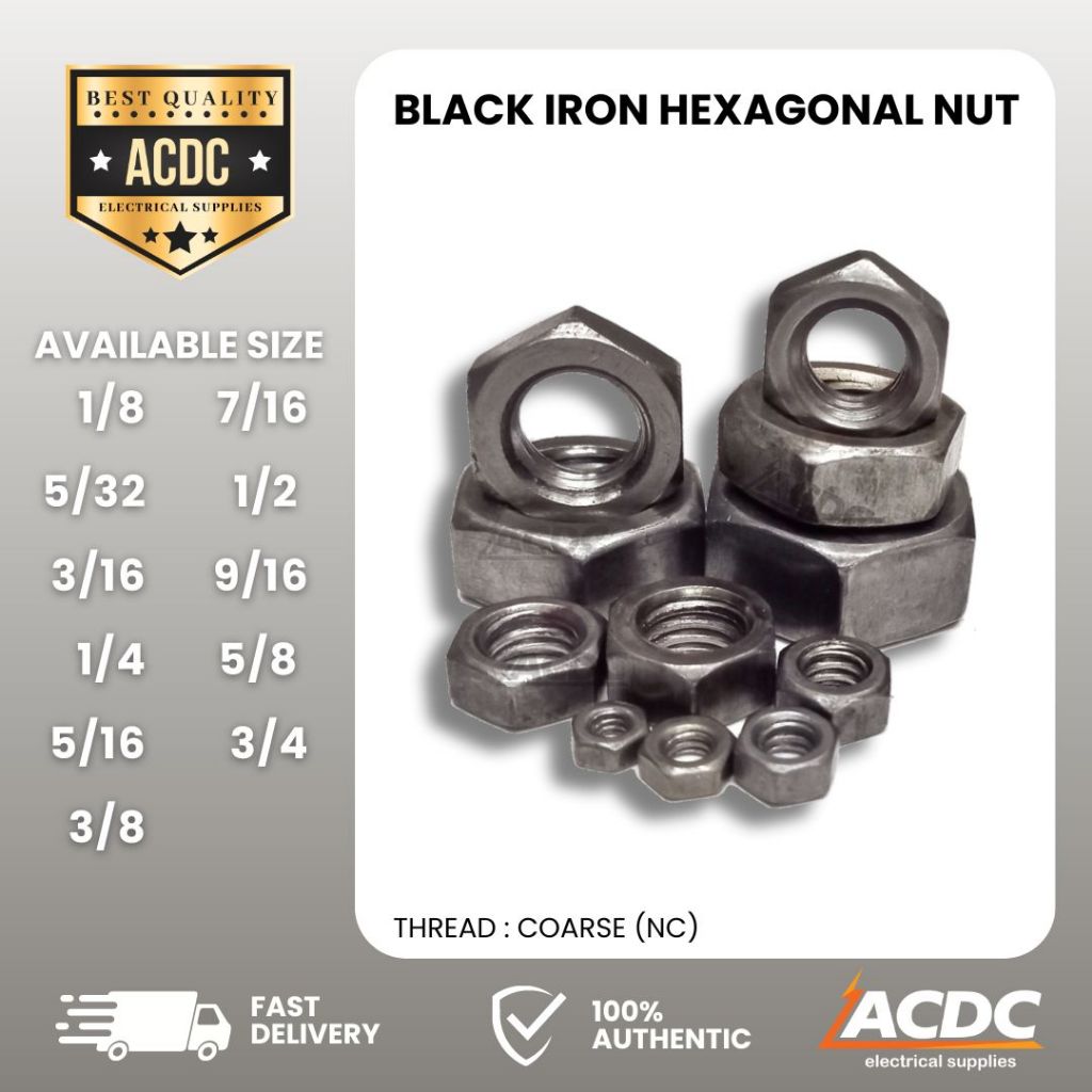 BI HEX NUT ORDINARY BLACK IRON HEXAGONAL NUTS ORD.| SOLD PER PACK ...
