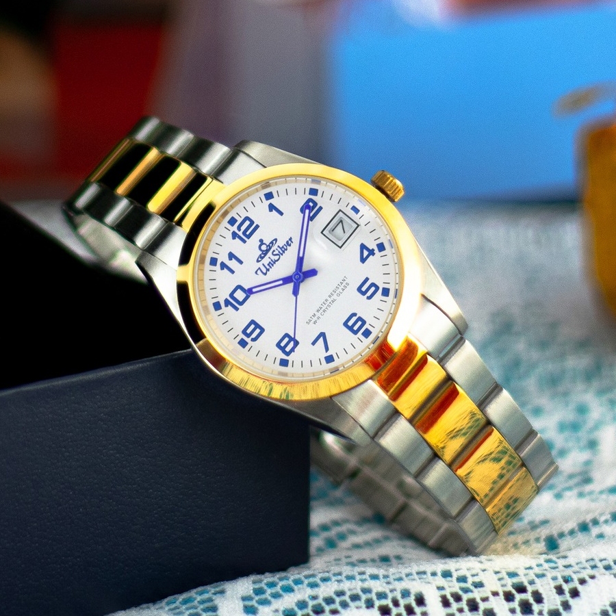 UniSilver TIME Men's Analog Two-toned Silver / Gold Stainless steel ...