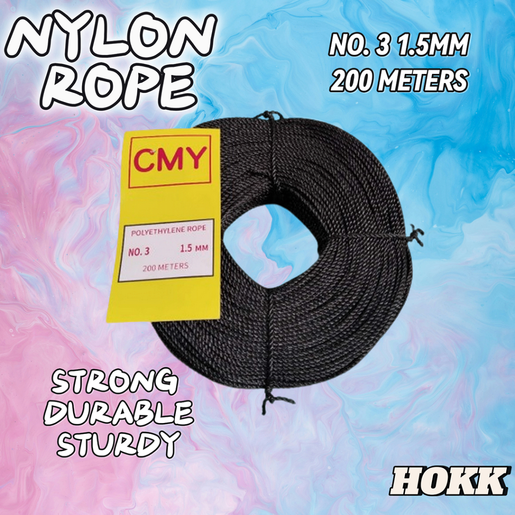 #3 1.5mm BLACK POLYETHYLENE ROPE (200 Meters)/NYLON ROPE /LUBID/TALI | Shopee Philippines