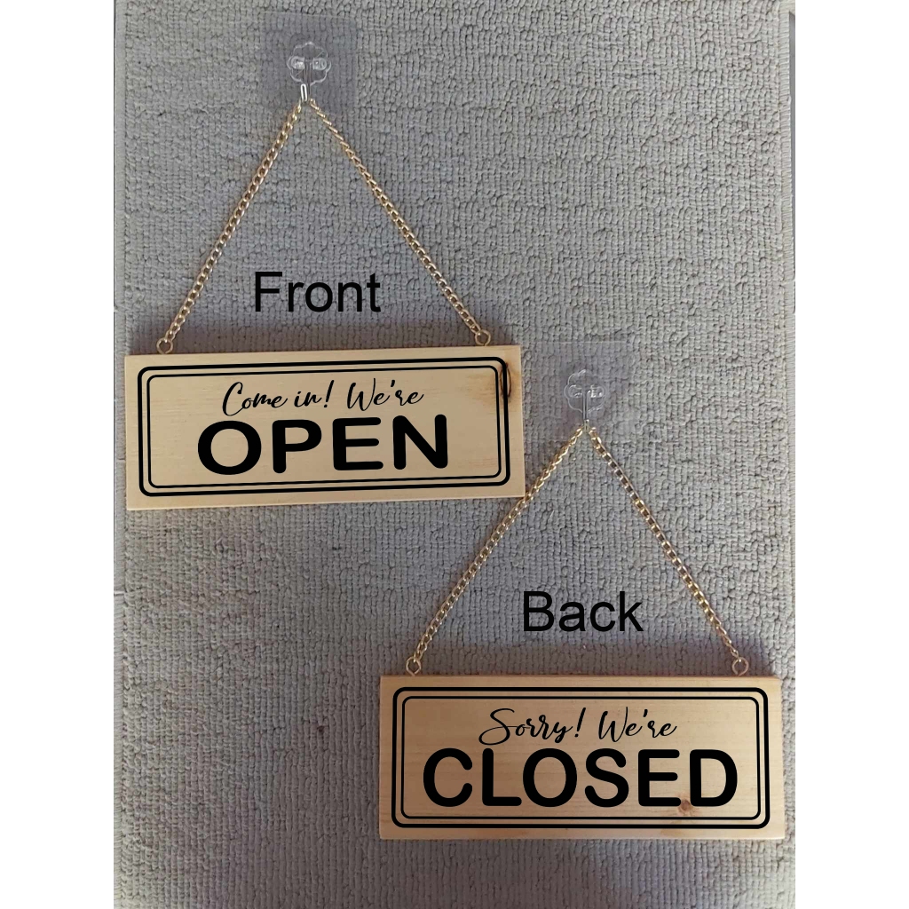 Wood Business Open Closed Signage 2 Sided Open Closed Hanging Sign for ...