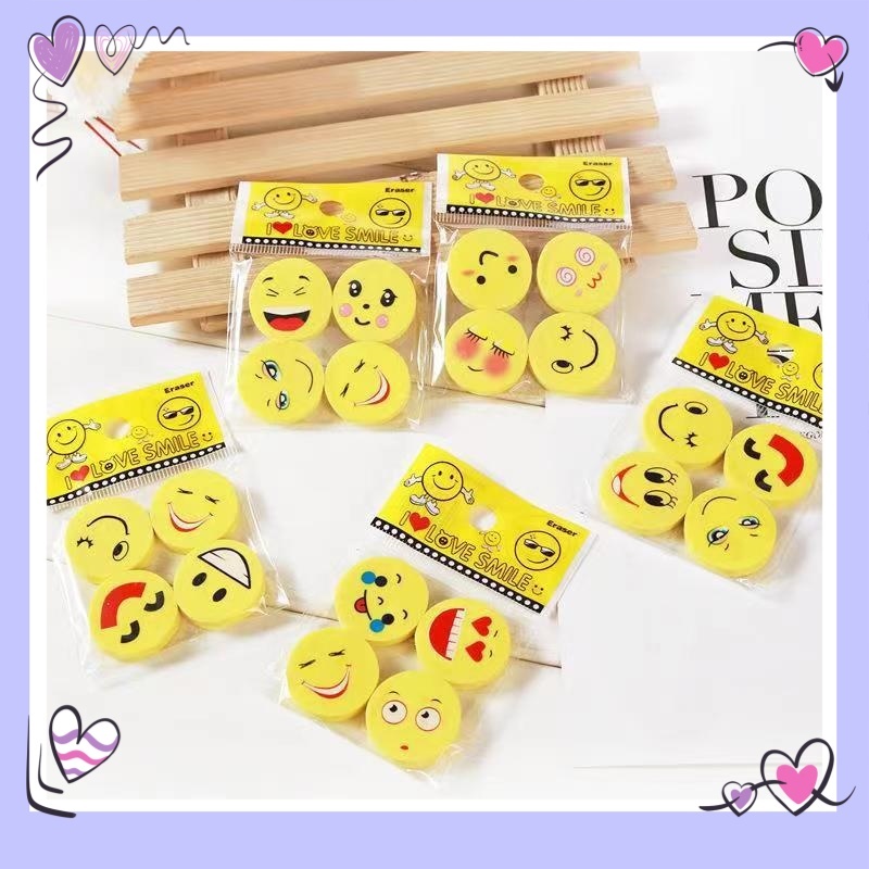 Funny 4 in 1 smiley emoji eraser High appearance level traceless ...
