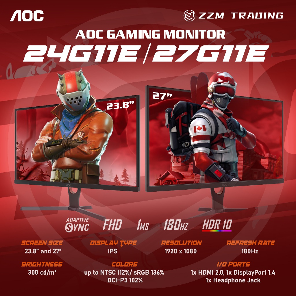 AOC Gaming 27G11E 24G11E2 24G11E 27G11ZE2 27G11ZE3 2025 24/27" FHD 180 ...