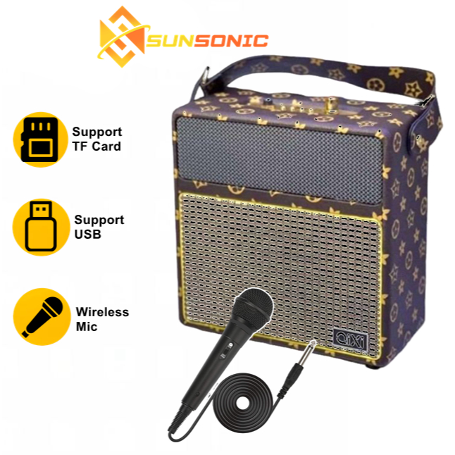Sk-2027 Classic Leather-lined Deep Sound Portable Karaoke Wireless Bluetooth Speaker With ...