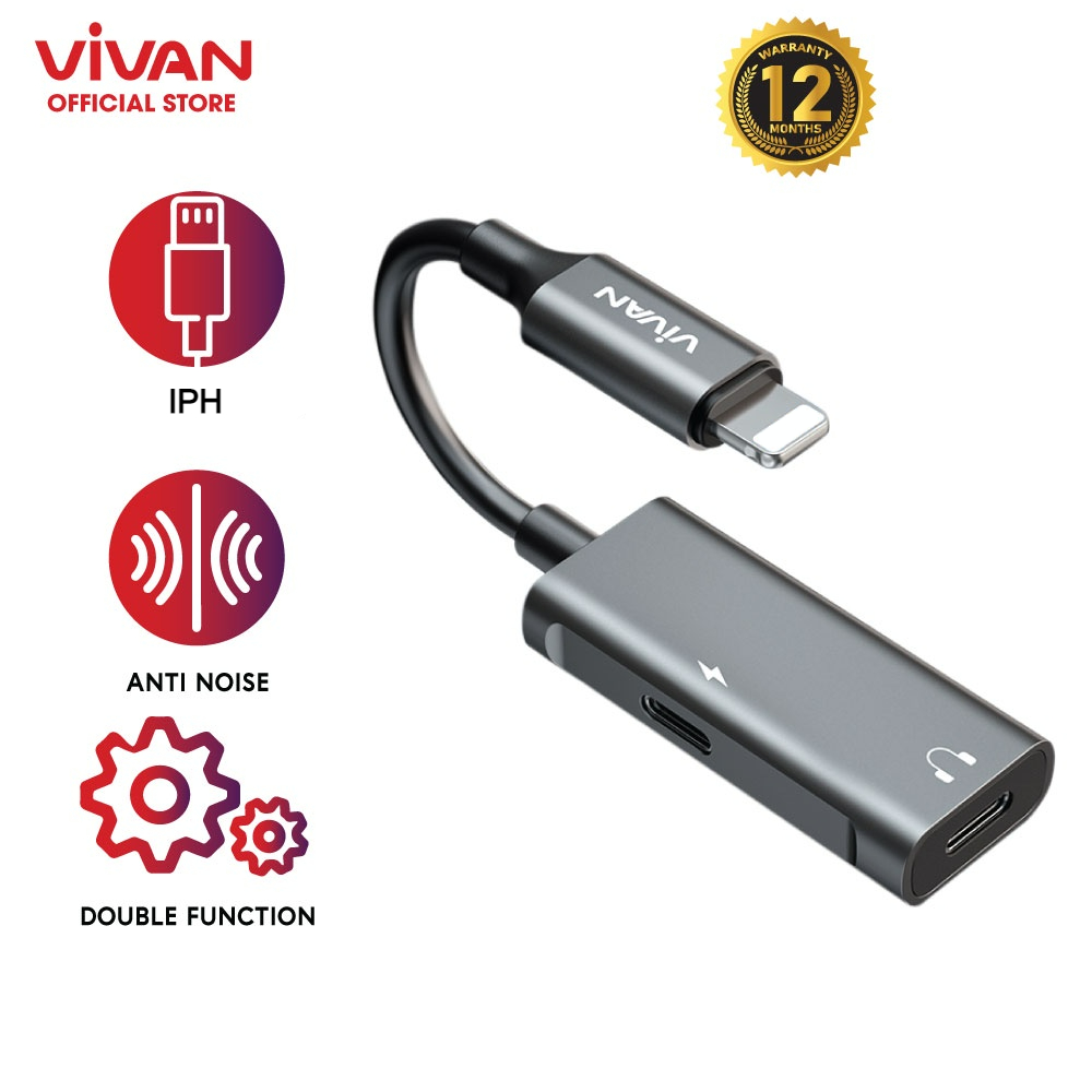 VIVAN VAL02 Audio Converter Adapter Charging Dual iPh Port Hub ...