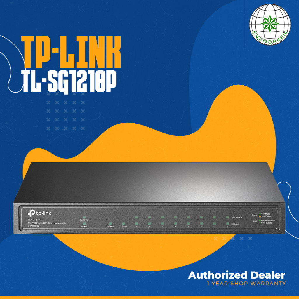 TP-Link TL-SG1210P 10-Port Gigabit Desktop Switch with 63W 8-Port PoE+ ...