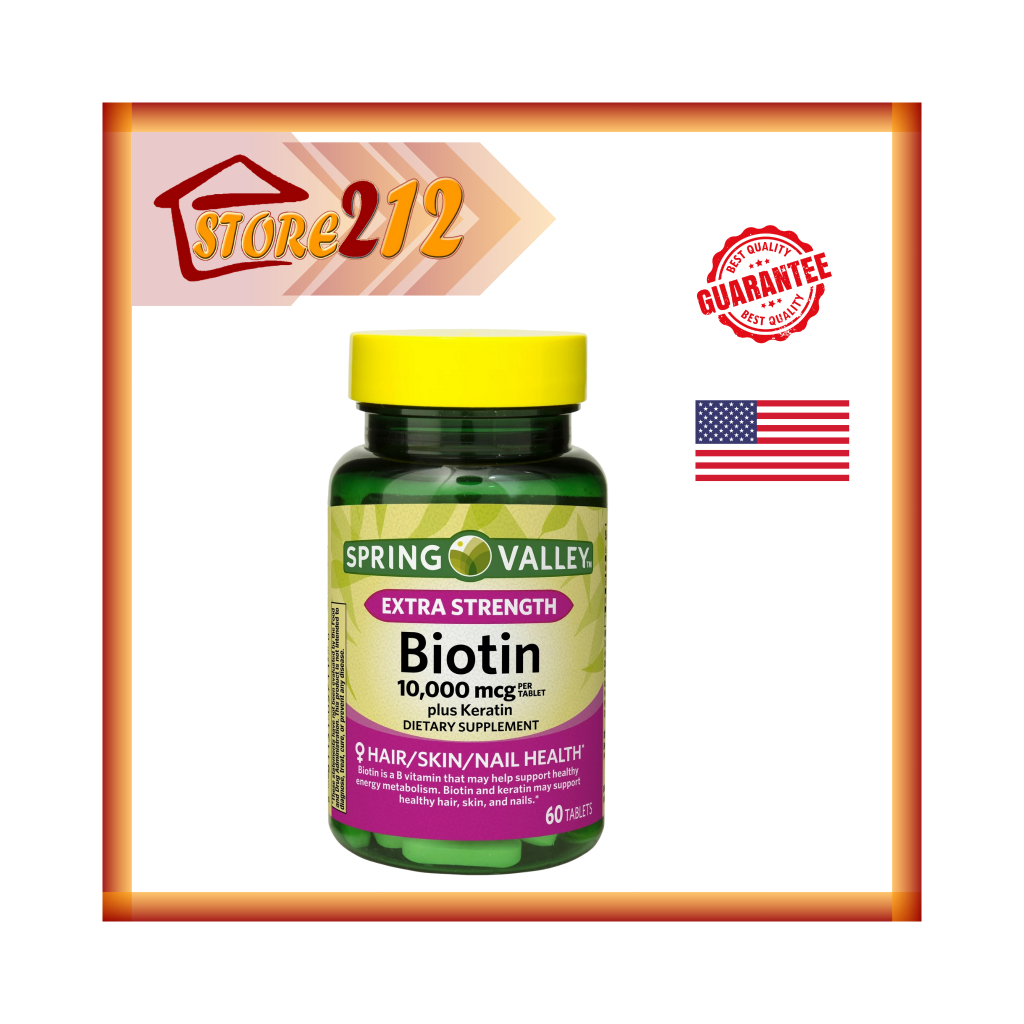 Spring Valley Extra Strength Biotin (Plus Keratin) | Shopee Philippines