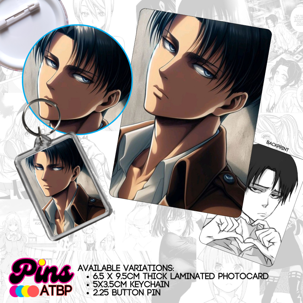 Levi Ackerman - Attack on Titan Collectible Photocard Button Pin ...