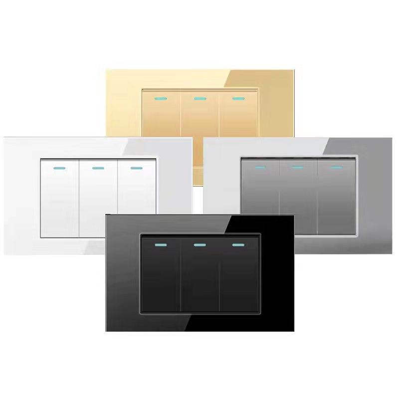 Type 118 Local standards luxury light switch tempered glass panel 3 way ...