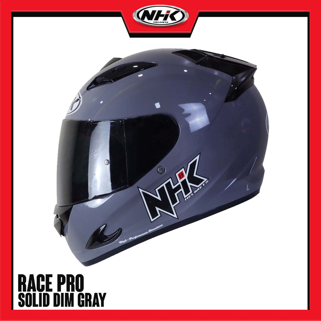 NHK Helmet Race Pro Solid Dim Grey Full Face Single Visor | Shopee ...