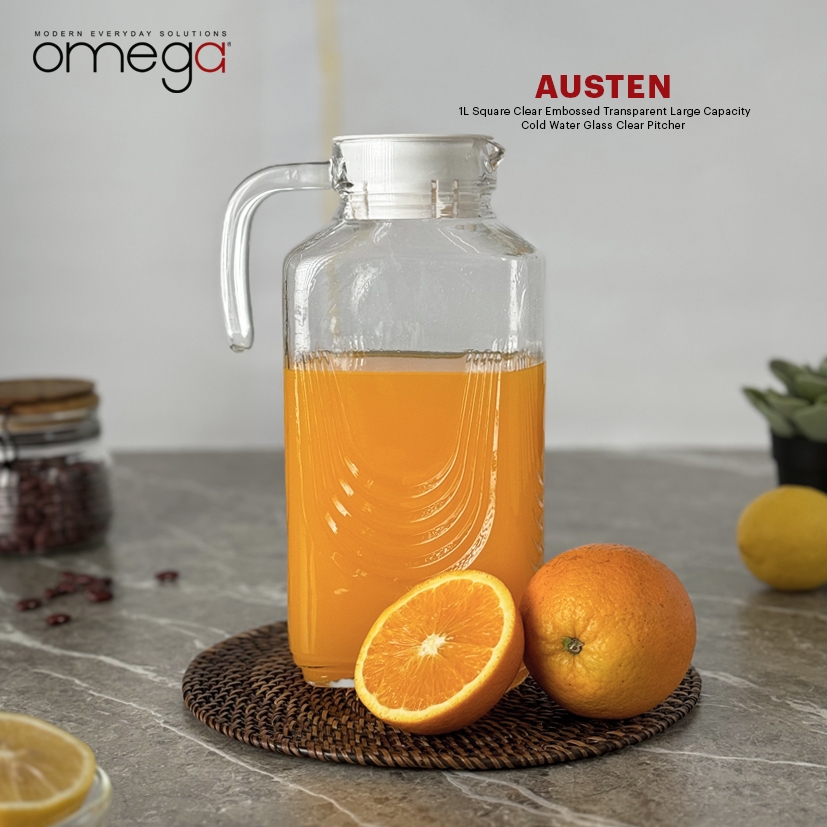 Omega Austen 1.8L Clear Embossed High Quality, Everyday Glass Pitcher ...